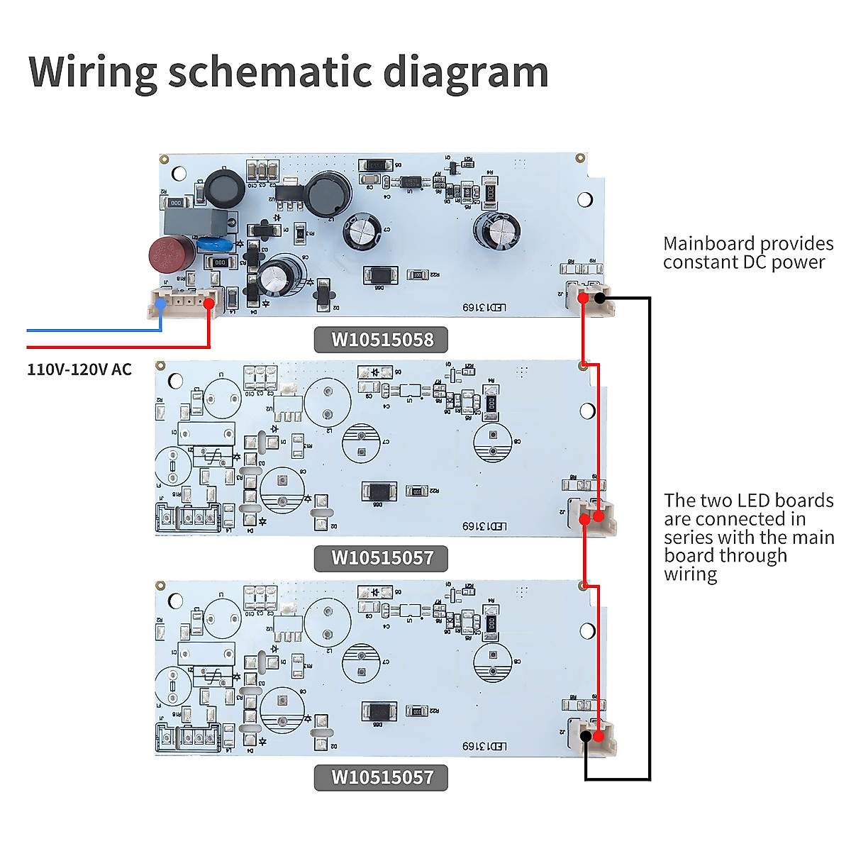 MAHUIBIN Update W10515058 W10515057 Compatible with Whirlpool Kenmore Maytag Freezer/Refrigerator led Light Replacement,Bulb Replace WPW10515058*1+WPW10515057*2,3pcs in one,no-Include Plastic Cover