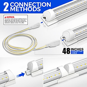 Barrina LED Shop Light, 3Ft 30W 4600LM 5000K, Daylight White Hight Output Linkable for Workshop, V Shaped Clear Cover T8 LED Shop Lights for Garage, 3 Foot (Pack of 6)