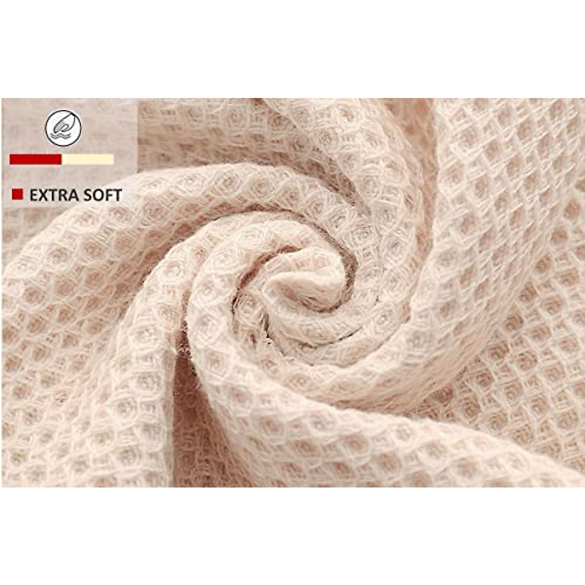 ANEWAY Kitchen Towels 100% Cotton Waffle Weave Dish Towel for Cleaning Drying Dishes Extra Absorbent and Soft, Dish Cloth,13 x 28 in(Beige-4 Pack)