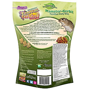 F.M. Brown's Tropical Carnival, Natural Hamster-Gerbil Food, Vitamin-Nutrient Fortified Daily Diet, NO Filler Seeds, NO Artificial Colors or Flavors, 2 lb