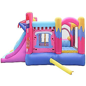 Bouncy Castles Inflatable Castle Family Children's Playground Outdoor Play Equipment Small Trampoline Slide Combination Inflatables20X275X205Cm,