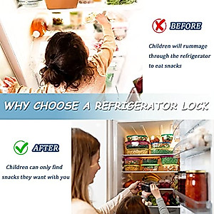 2 Pcs Refrigerator Lock, Fridge Locks for Kids, Cabinet Locks with Keys, Mini Fridge Locks for Kids, Used in Refrigerator Door, Cabinets, Drawers, Toilet Seat (White Rotundity-2 Pack)