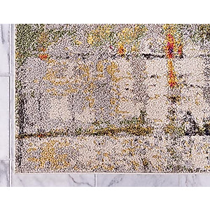 Unique Loom Chromatic Collection Modern Rustic & Vibrant Abstract Area Rug for Any Home Décor, 8 ft x 10 ft, Beige/Gray