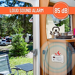 WELLUCK RV Propane Gas Detector with Loud Alarm, LP Propane Alarm Safe Replacement for Camper Trailer Motorhome Motorcoach, 12V, 85dB, Digital, White