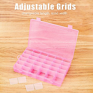 Plastic Jewelry Box Storage Organizer Container with Adjustable Dividers 36 Grids Pink