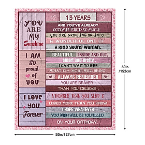 Joyloce Sweet 13th Birthday Gifts for Girls Blanket 60"x50", Sweet 13 Gifts for Girls - Best 13th Birthday Gift Ideas - Funny Gift for 13-Year-Old Girl - 13th Bday Party Decorations for Women Blankets