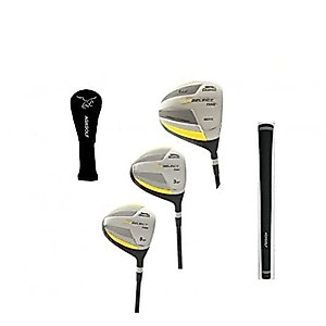 Slazenger Men's TOUR SELECT Woods Set w460cc Over Sized Titanium Driver + 3 & 5 Fairway Woods: Graphite Shafts + Head Covers: Right Hand, Regular Flex, Regular Length