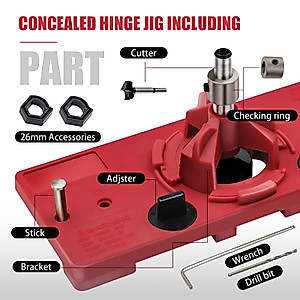 Vigtayue 35mm Hinge Drilling Jig Hole Guide Woodworking Tools, Concealed Hinge Jig for Kitchen Cabinet Doors Hinge
