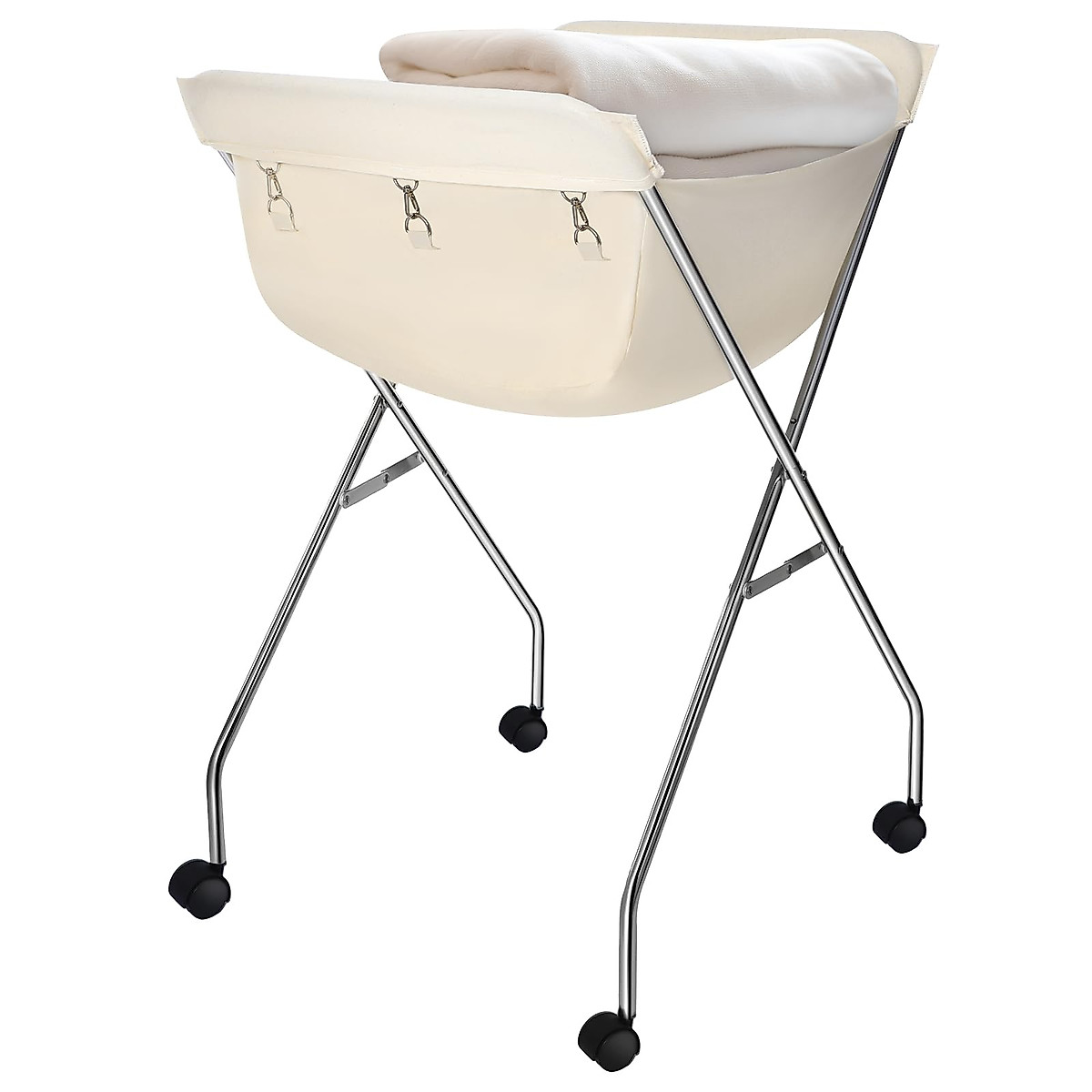 Mifoci Rolling Laundry Basket with Wheels, Foldable Rolling Laundry Cart Collapsible Hamper with Handle, Tubular Metal Frame and Removable Bag, White Bag Included, 24.4 x 19.7 x 34 Inches