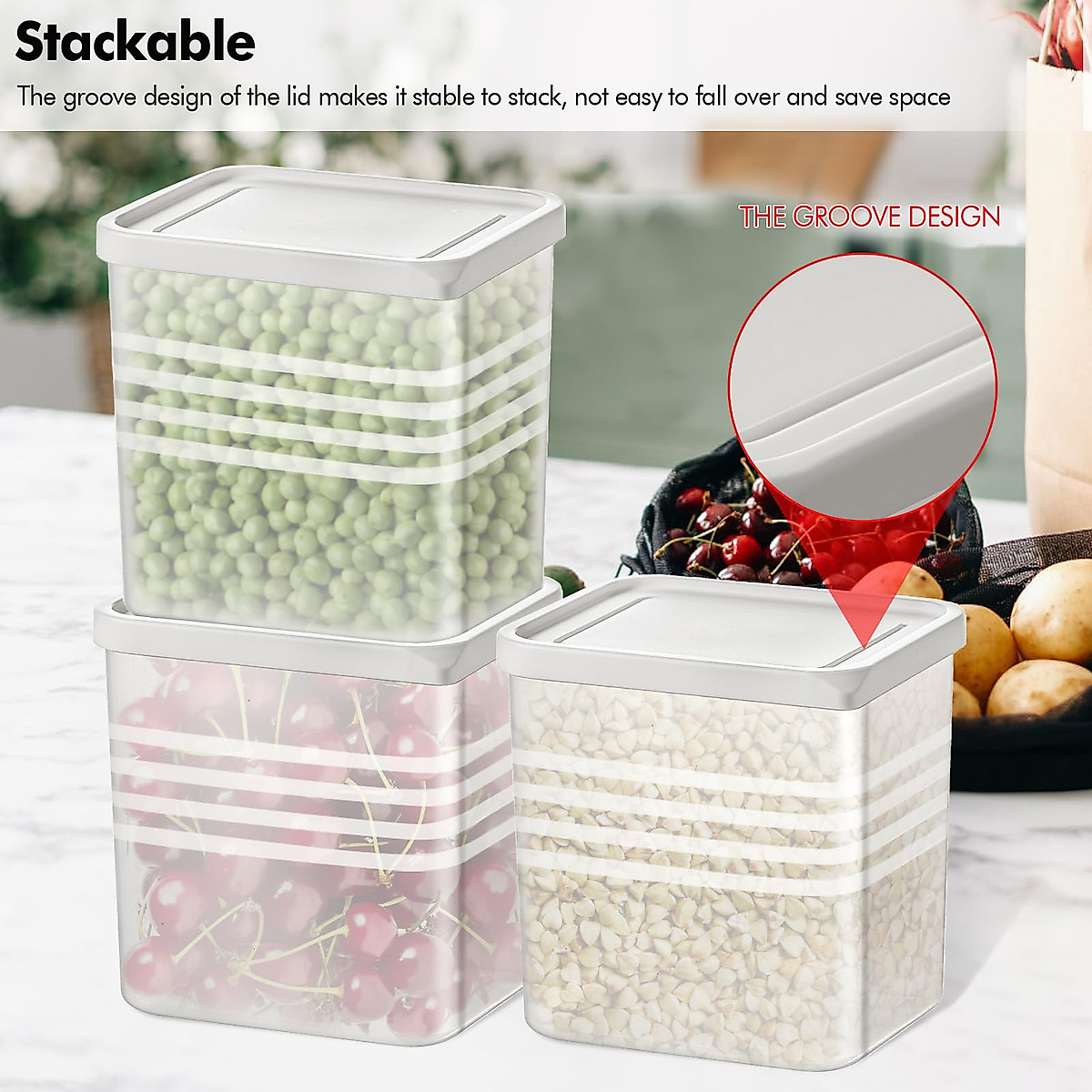 Poeland 3 Pack Refrigerator Organizer Boxes, Fridge Side Door Storage Containers with Lid, Stackable Food Storage Organizer for Kitchen, Refrigerator (Translucent)