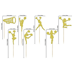 Gyufise 28 Pack Cheerleader Cupcake Toppers Gold Glitter Cheerleading Gymnastics Cupcake Picks Cheer Team Cake Decorations Gymnast Girl Toothpicks Cake Decor for Girls Birthday Party Favors Supplies