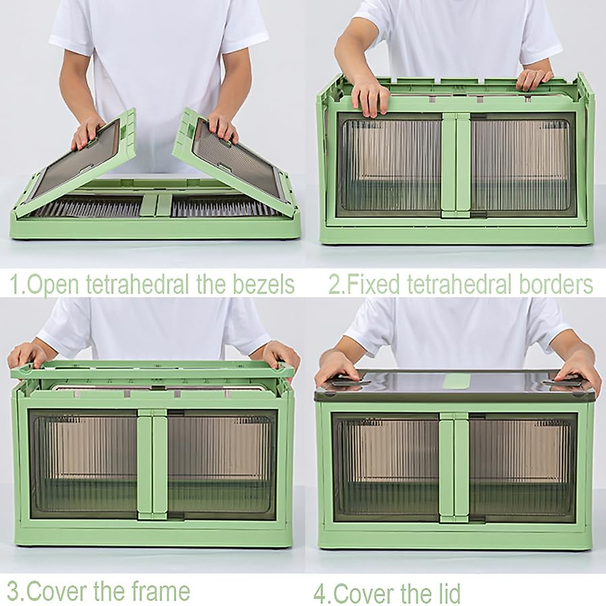 Stackable Storage Bins with Lids and Wheels, Stackable and Sturdy, Collapsible Plastic Storage Containers, Functional Folding Storage Box, Bedroom, Living Room, Study Room, Toy Room