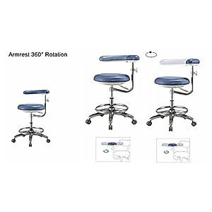 Deluex Upgraded Dental Office Assistant Stool Nurse Chair Micro Fiber Leather