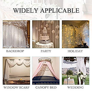 RYB HOME Canopy Bed Curtains - Soft Sheer Valance Curtains Backdrop for Dining Living Room Stage Events Sliding Door, 60 inch Wide x 216 inches Long, 1 Pair,Light Rainbow