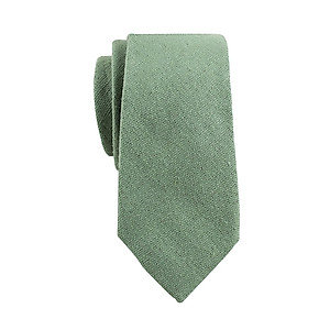 TAGERWILEN Cotton Solid Skinny Men's Necktie 2.36" Tie (Grass green)