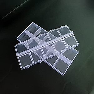 ZAYOIZY 3pack Plastic Jewelry Organizer Box with Dividers Clear Bead Storage Case Container 10-Grid Little Single Lid for Organizing Earring/Rings/Crafts/Hardware/Rubber Bands, 5.2'' x 2.3'' 0.78''