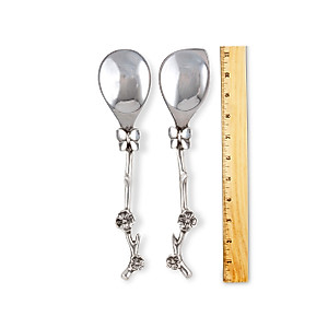 Arthur Court Designs Aluminum Dogwood Pattern Salad Serving Set, Salad Servers, Salad Spoon, Salad Fork 10.75 inch Long