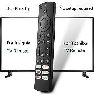 New Replacement Remote Control for Toshiba TVs and Insignia Smart TVs, with 6 Shortcut Buttons for Easy and Convenient use Without The Need for Settings