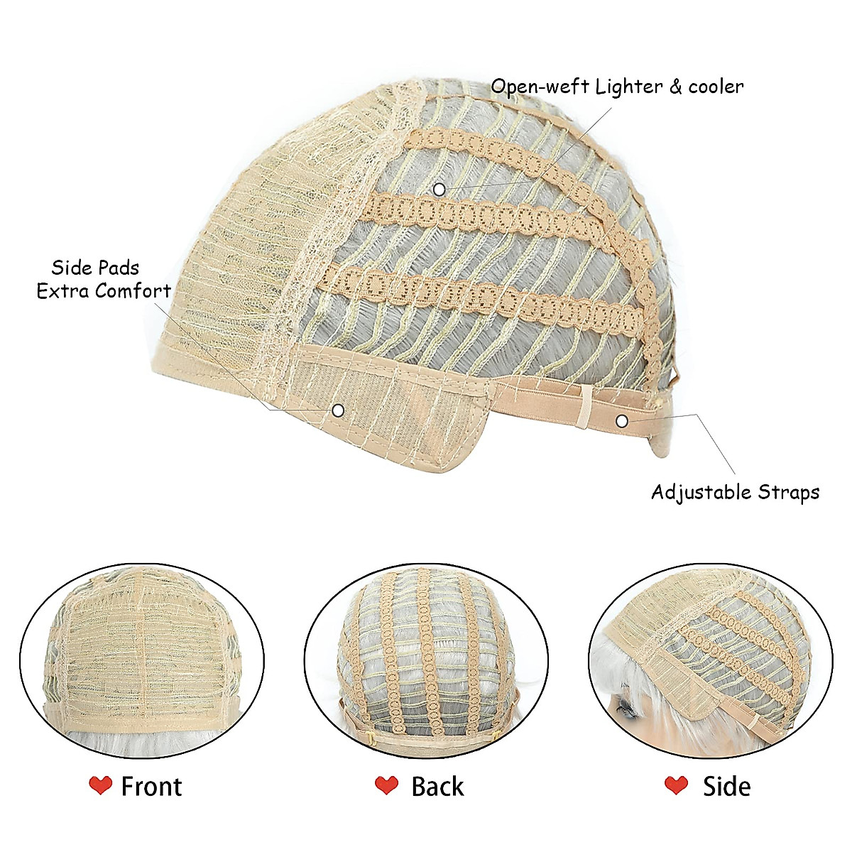 Mens White Wig,Short Silver White Wigs with Bangs for Halloween Cosplay Male Men Anime Man