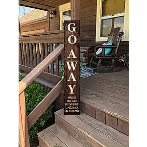 UFceLl,Tall Outdoor Go Away Sign for Front Porch,8 in. W x 48 in. H Hanging Porch Sign,Rustic Craft Wooden Porch Sign Decorations for Home Home Decor,48 x 8