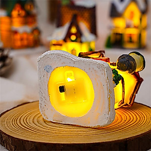 Christmas Village Sets LED Lighted Christmas Village Houses with Figurines, Christmas Village Collection Indoor Room Decor Collectible Buildings (6 Pack)
