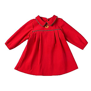 Toddler Baby Kids Cute Girls Christmas Soild Red Party Dress Little Girls Dress up Closet Trendy (Red, 6-12 Months)