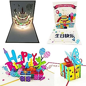 3D Pop Up Birthday Cards,Birthday Pop Up Greeting Cards Laser Cut Happy Birthday Cards Including Envelopes and Glues Best for Mom,Wife,Sister, Boy,Girl,Friends 1 Pack