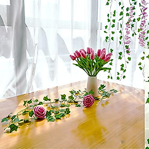 Mandy's 12pcs Fake Vines Artificial Ivy Leaves, Silk Ivy Garland Hanging Plants for Home Kitchen Wedding Wall Decor