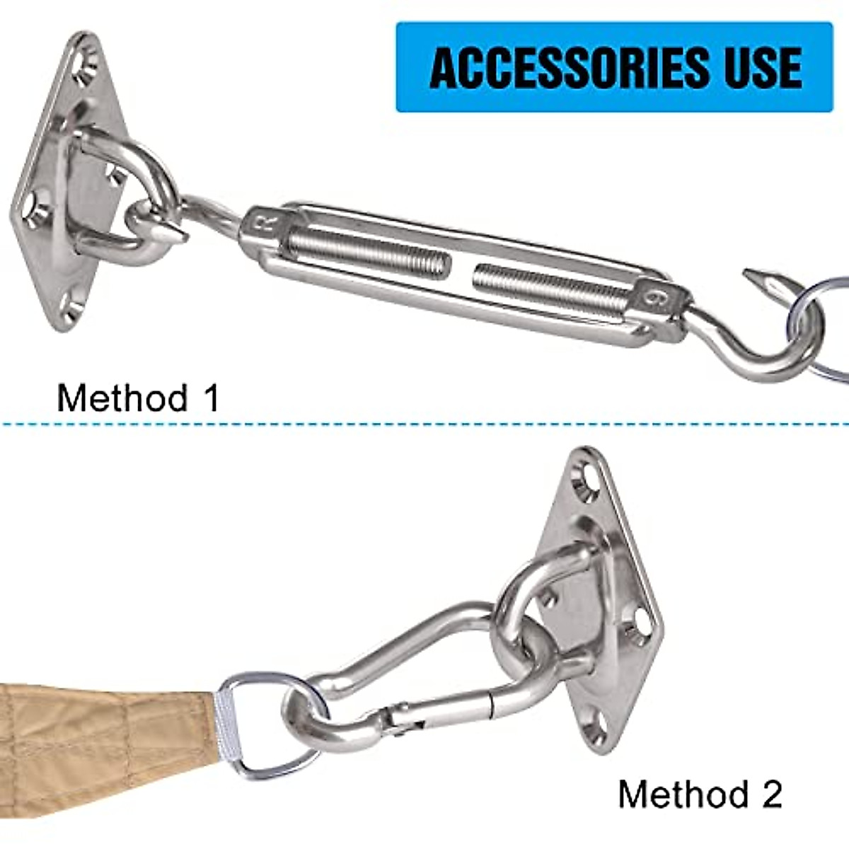 HongWay 40pcs Sun Shade Sail Hardware Kit, 6 Inch for Triangle Rectangle Sunshade Sail Installation, 304 Anti-Rust Stainless Steel, Triangle Shade Sails Accessory for Garden Outdoors, Patio Lawn