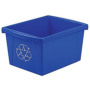 Storex 4 Gallon (15-Litre) Recycle Bin, 16.75 x 11.87 x 8.25-Inch, Blue, Case of 6 (STX61505U06C)