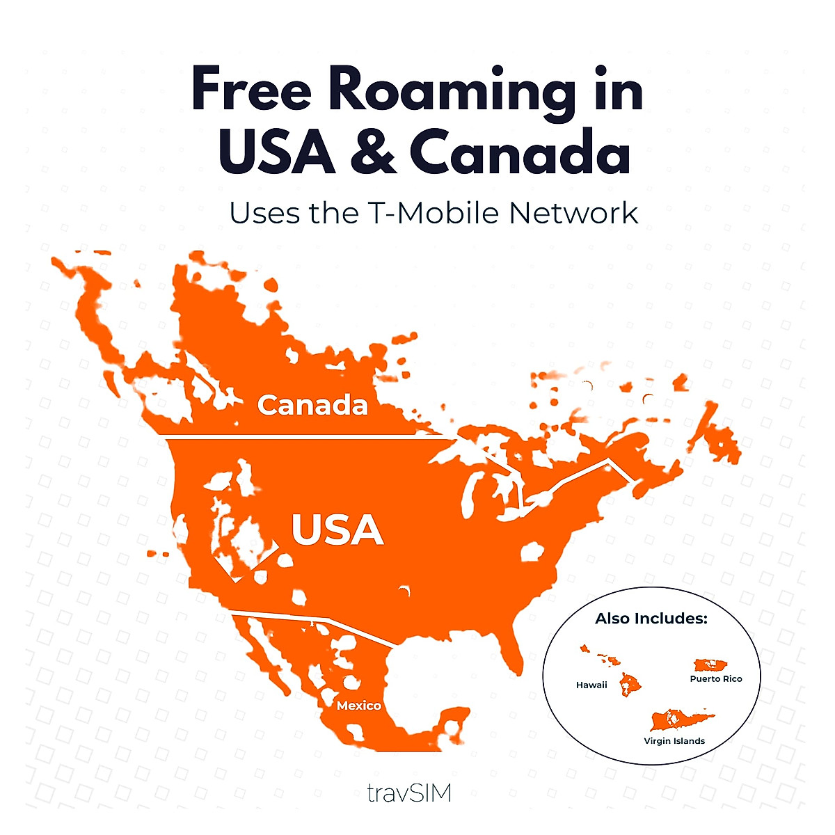 travSIM Mexico SIM Card | T-Mobile Network | 5GB Mobile Data | Free Roaming USA & Canada | Mexico SIM Card Prepaid has Unlimited National Calls & Texts | SIM Card Mexico 7 Days