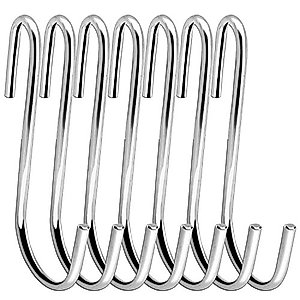 18 Pack ESFUN 4 inch Heavy Duty S Hooks Pan Pot Holder Rack Hooks Hanging Hangers S Shaped Hooks for Kitchenware Pots Utensils Clothes Bags Towels Plants