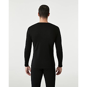 Lapasa Mens 100% Merino Wool Base Layer Thermal Shirt Underwear Long Sleeve Crew Neck Thermal Top M29, Black, Large