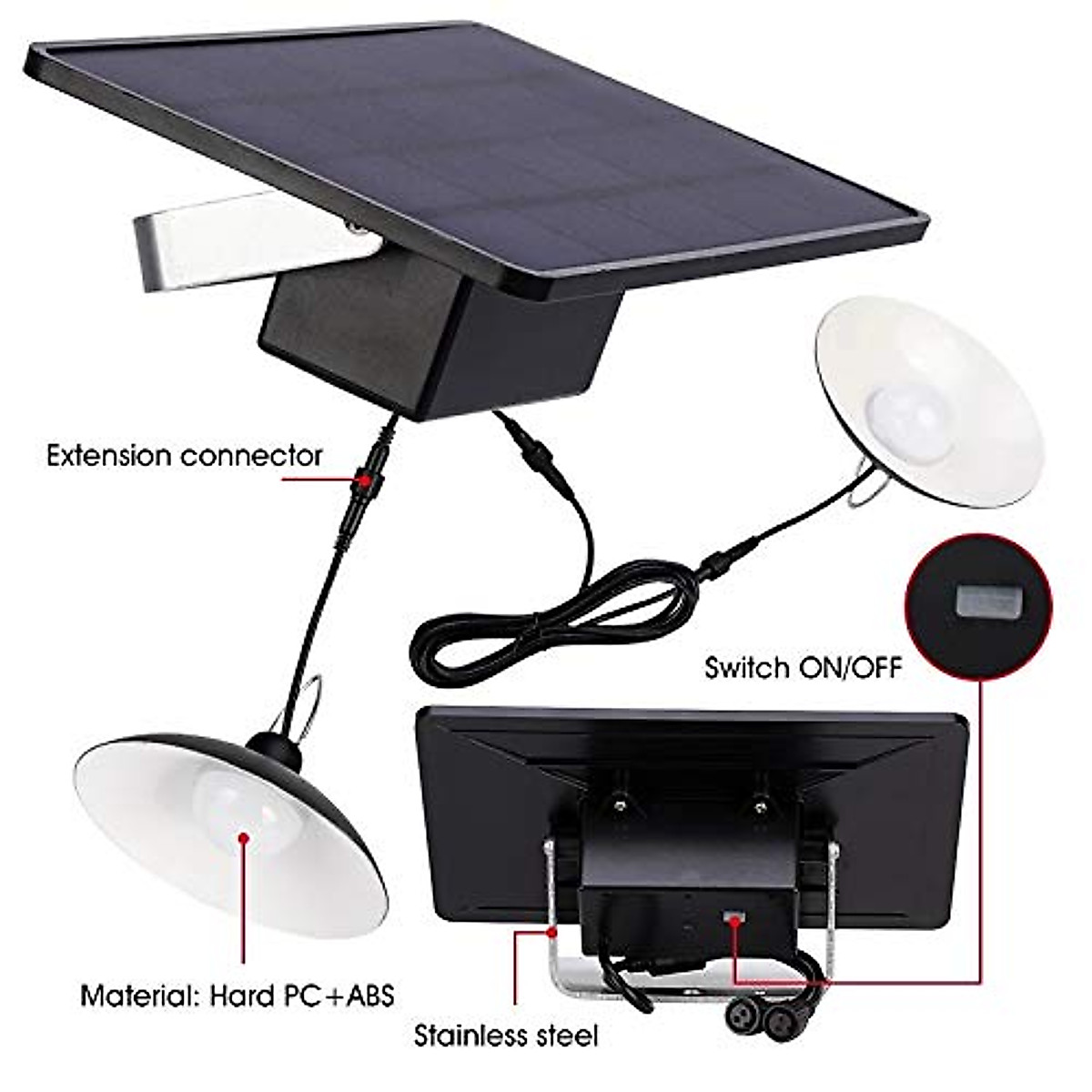 HFFFHA LED Solar Chandelier Outdoor Indoor Solar Power Lamp with Wire Bulb Shed Light Home Garden Yard Single Head Lamp,White