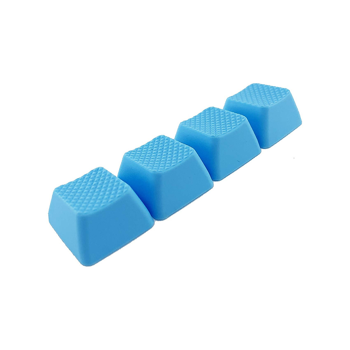 Big Chic Blank TPR Rubber Gaming Keycaps 4 Keys Set 1u for Cherry MX Mechanical Keyboards Compatible OEM (R3, Neon Blue)