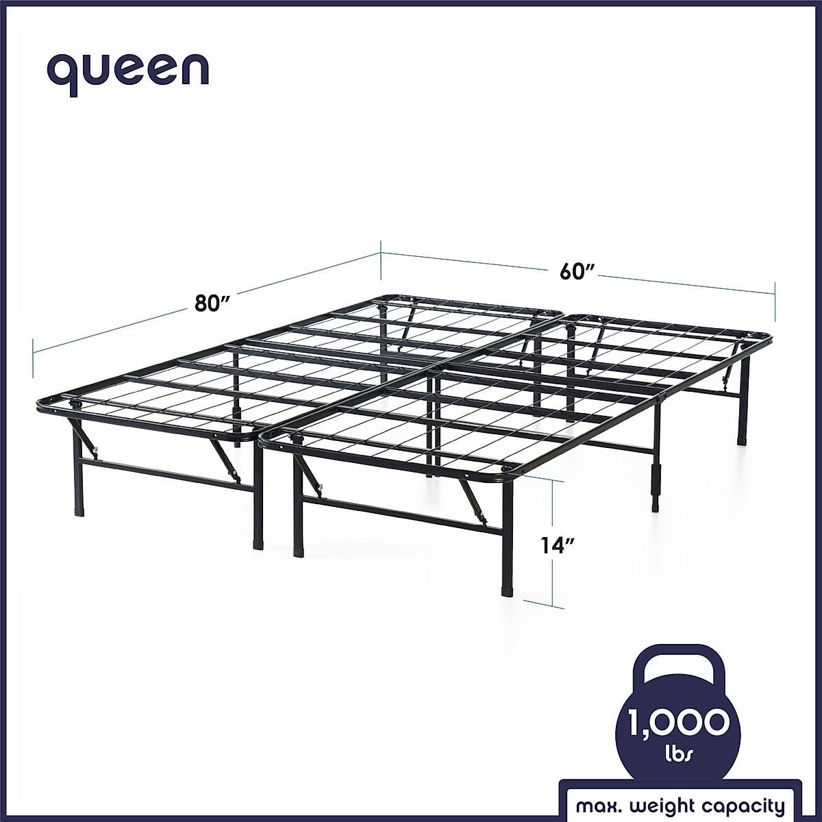 Best Price Mattress New Innovated Box Spring Metal Bed Frame, Queen, 14 inch