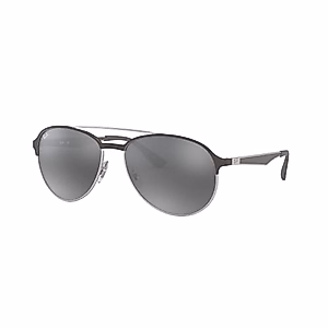 Ray-Ban Rb3606 Aviator Sunglasses, Matte Grey On Silver/Grey Mirrored Silver Gradient, 59 mm