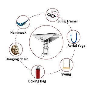 Heavy Bag Hanger, Punching Bag Hook Hangers Brackets With Custom silent nylon bushing 360° Rotation Wood Beam Holder Body Weight Strength Training Systems, Aerial Yoga Swing &Hammock,Resistance Band
