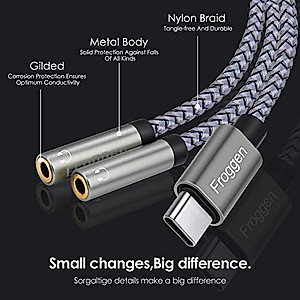 USB Type C to 3.5mm Female Headphone Jack Splitter, Dual Headphone Jack Adapter Compatible with iPad, Samsung S21 S20 S20+ Ultra, Google Pixel 4 3 XL