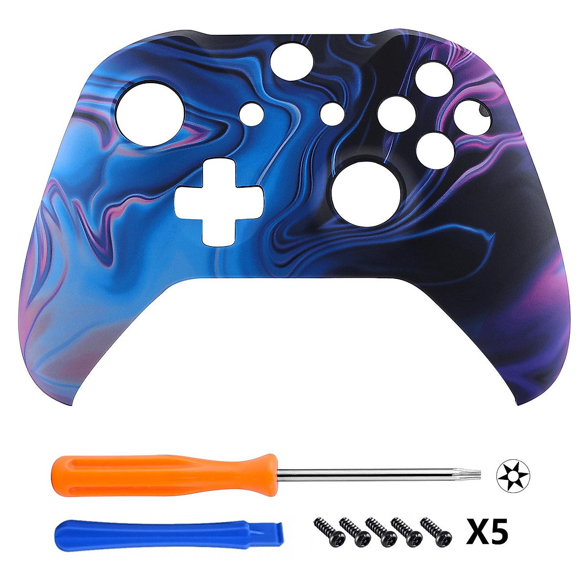 eXtremeRate Origin of Chaos Patterned Front Housing Shell Case, Soft Touch Faceplate Cover Replacement Kit for Xbox One S & One X Controller (Model 1708) - Controller NOT Included