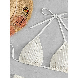 SOLY HUX Women's 2 Piece Swimsuits Halter Triangle Top with Shorts Bikini Set Bathing Suits Beige XL