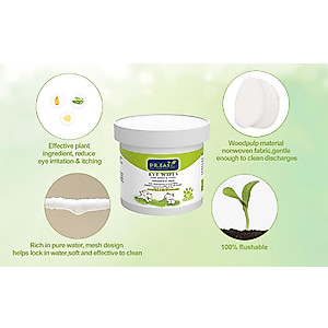 DR.EASY Pet Eye Wipes 120 Ct for Dog Cat Horse & Rabbit Grooming,Tear stain remover,Puppy Kitty eye wash,Remove dirt crust dried mucus discharge secretions, Unscented soft & gentle,Plant Based Formula