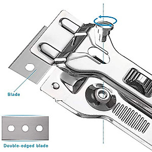 Glass Scraper - Genuine Quality Halogen & Ceramic Hob Scraper Non Scratch, Suitable for Glass Ceramic and Induction Cooktops (1 x Glass Scraper & 5 x Blades)