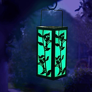 A-FFORDABLE Outdoor Garden Reflection Hummingbird & Plant Lantern Color Change Solar Light for Home Patio Deck Lawn Yard Holiday Decor