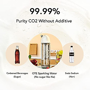 OTE Sparkling Water Maker - Portable Soda Maker Machine for Home, 450ml Compact Size with 20 Mini Cylinders included, Seltzer Water Maker No Electricity, Double Layer PET Bottle, BPA Free, Double Pressure Relief Valves, Black