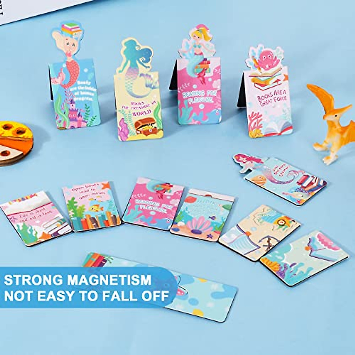 MWOOT 24Pcs Mermaid Magnetic Bookmarks for Kids, Cute Magnet Book Markers Kit for Book Lovers, Ocean Design Magnetic Page Marker Bookmark Supplies for Students Reading Lovers(12 Styles,4.5x3CM)