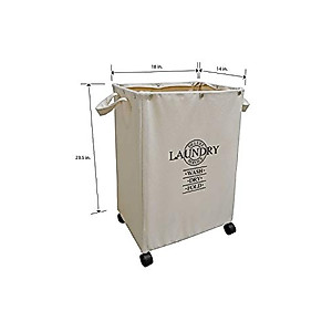 Heavy Duty Set of 2 Laundry Hampers on Wheels - for Bedroom, Bathroom, Nursery, Dorm - Fabric Home Décor - By Designstyles