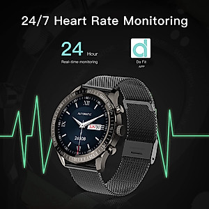 Smart Watch for Men, Fitness Watch with Heart Rate Monitor, Custom Dial, Pedometer, Waterproof Smartwatch for Android Phones iPhone Samsung (Black)
