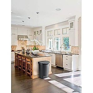Rubbermaid Commercial Products Touch Top Trash Can/Wastebasket with Lid, 13-Gallon, Small Black Garbage Bin for Home/Kitchen/Bathroom/Bedroom/Office