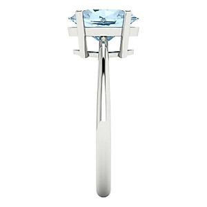 Clara Pucci 2.0 ct Oval Cut Solitaire Natural Aquamarine Engagement Wedding Bridal Promise Anniversary Ring 18K White Gold Size 6.75